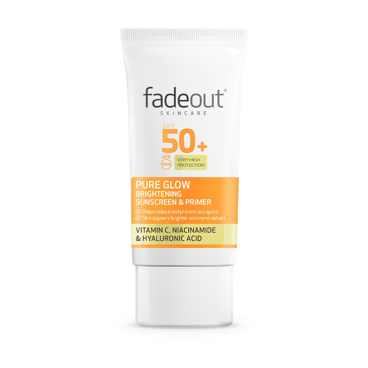 Pure Glow Brightening Sunscreen & Primer SPF50+ – Fade Out Skincare